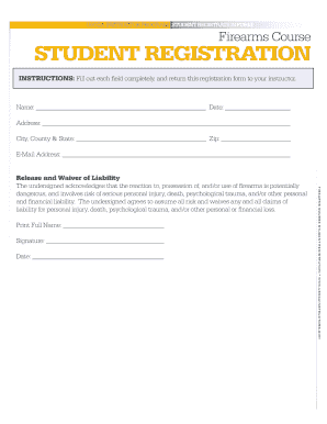 Fillable Online Firearms Course STUDENT REGISTRATION - by John Fax ...