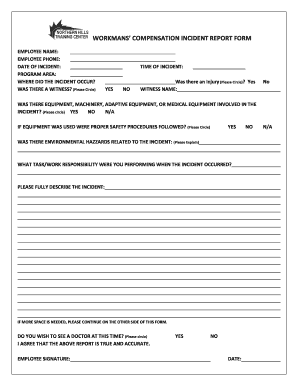 Fillable Online nhtc WORKMANS COMPENSATION INCIDENT REPORT FORM - nhtc ...
