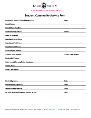 Fillable Online Student Community Service Form - Amazon Web Services ...