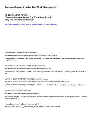 Fillable Online Parents Consent Letter For Work Sample ...