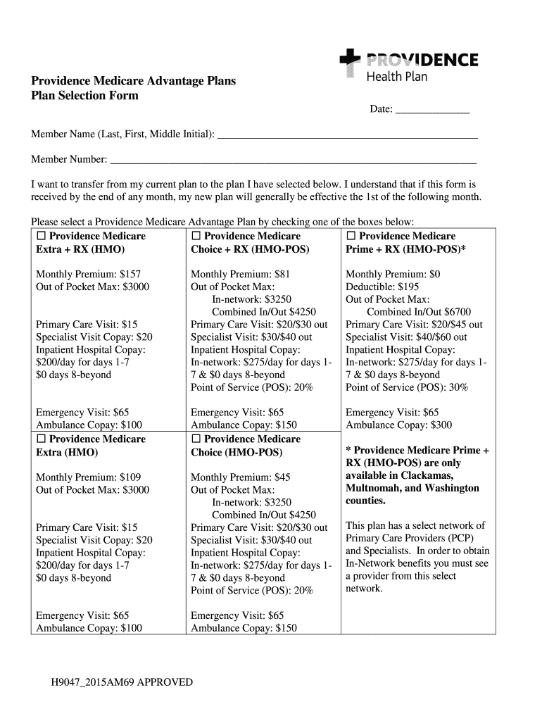 Fillable Online healthplans providence Providence Medicare Advantage ...