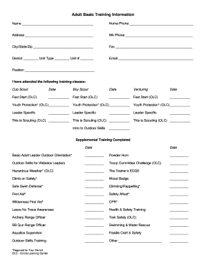 Fillable Online scoutingrocks Adult Basic Training Information ...
