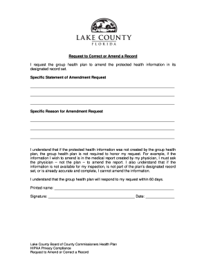 Fillable Online lakecountyfl Request to Correct or Amend a Record - Lake County Florida ...