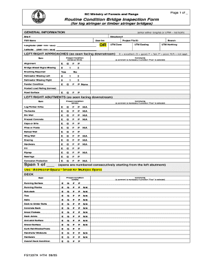 Fillable Online bcforestsafe Routine Condition Bridge Inspection Form ...