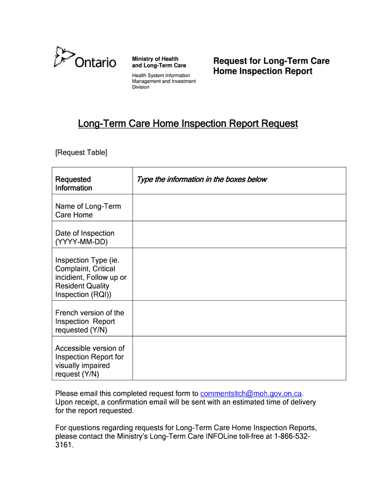 Fillable Online health gov on Long-Term Care Home Accessible Inspection ...