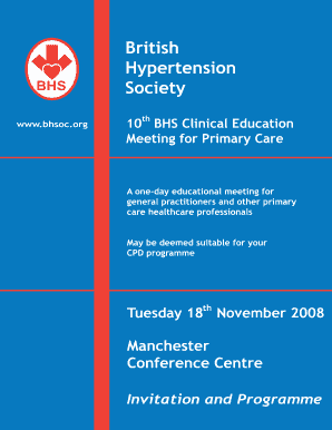 Fillable Online INVITATION - British Hypertension Society Fax Email ...