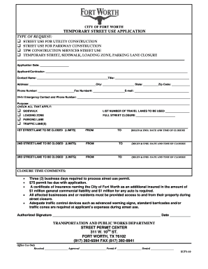 Fillable Online fortworthtexas Street Use Permit Application 2010doc ...