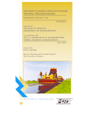 Fillable Online mdt mt Finalreportpdf Highway Construction On-The-Job ...