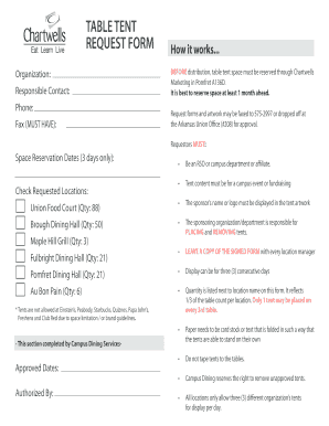 Fillable Online Table Tent Form 4-15-14 Fax Email Print - pdfFiller