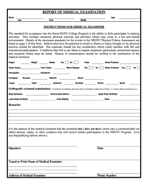 Fillable Online INSTRUCTIONS FOR MEDICAL EXAMINER Fax Email Print ...