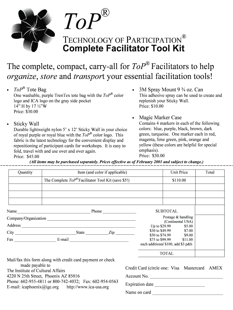 Fillable Online ica-usa ToP TECHNOLOGY OF PARTICIPATION Complete ...
