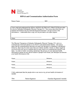 Fillable Online HIPAA and Communication Authorization Form Fax Email ...