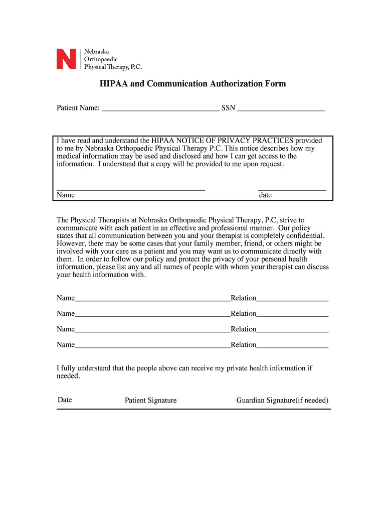 Fillable Online HIPAA and Communication Authorization Form Fax Email Print - pdfFiller