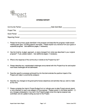 Fillable Online impactaustin INTERIM REPORT - Impact Austin ...