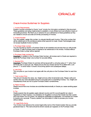 Fillable Online Oracle Invoice Guidelines for Suppliers Fax Email Print - pdfFiller