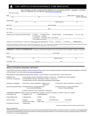 Fillable Online uis Housing Application and Contract Information - Fax ...