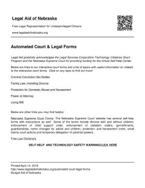 Nebraska Legal Aid Forms - Fill Online, Printable, Fillable, Blank ...