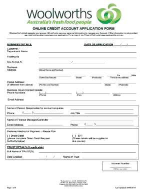 Fillable Online ONLINE CREDIT ACCOUNT APPLICATION FORM Fax Email Print ...