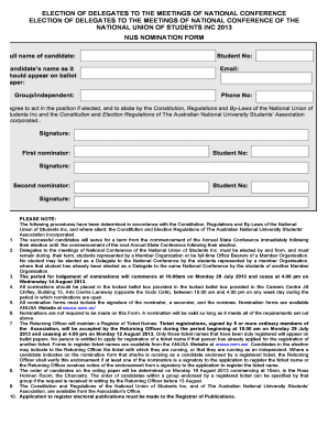 Fillable Online NUS Nomination Form - anusacomau Fax Email Print ...