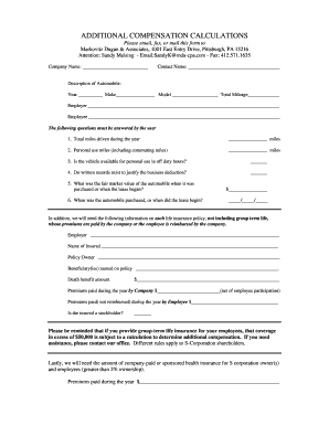 Fillable Online ADDITIONAL COMPENSATION CALCULATIONS Fax Email Print ...