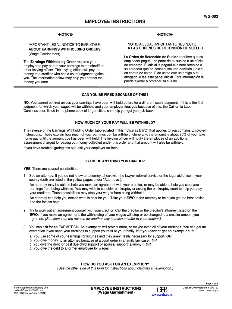 Fillable Online WG-003. Fillable Editable and Saveable California ...