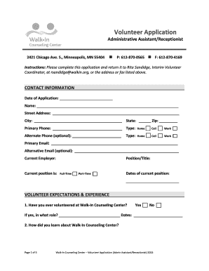 Fillable Online walkin Receptionist - word document Fax Email Print ...