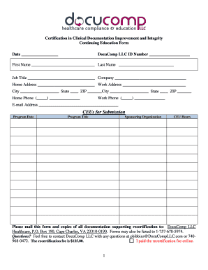 Fillable Online CEUs for Submission - DocuComp LLC Fax Email Print ...