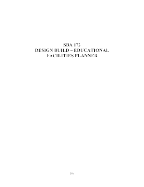 Fillable Online SBA 172 DESIGN BUILD EDUCATIONAL FACILITIES PLANNER Fax ...