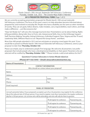 Fillable Online 2013 PRESENTER PROPOSAL FORM Page 1 of 2 Fax Email ...