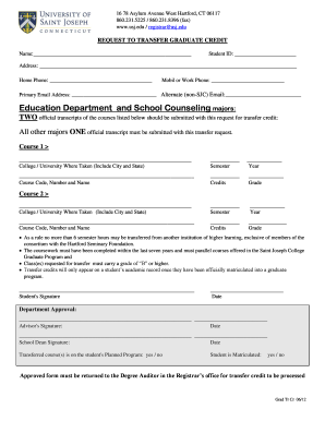 Fillable Online ww2 usj Education Department and School Counseling majors TWO - ww2 usj Fax ...