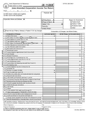 Fillable Online Iowa amended corporation income tax return 1120X Fax ...
