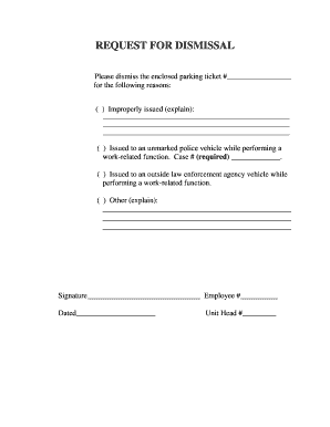 Fillable Online Parking Ticket Request for Dismissal Form Fax Email Print - pdfFiller