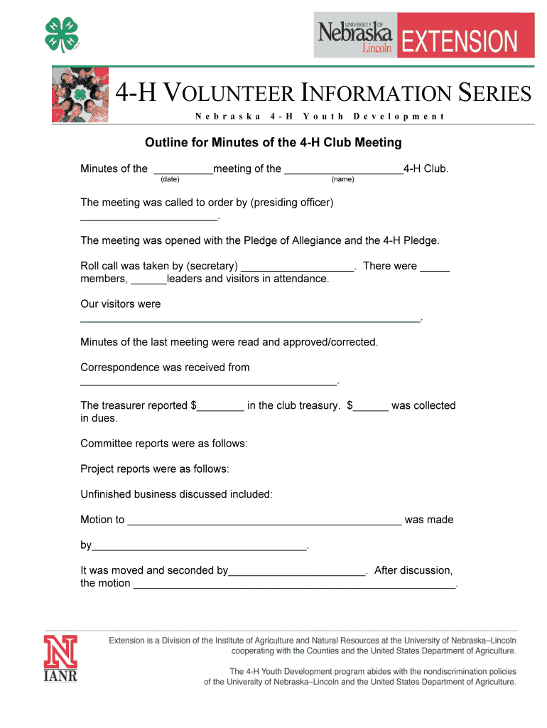 Fillable Online 4h unl 4 H - 4h unl Fax Email Print - pdfFiller