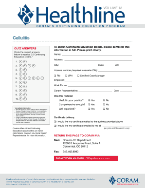 Fillable Online Cellulitis - Coram CVSspecialty infusion services Fax ...