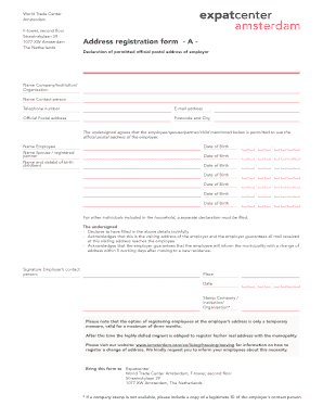 Fillable Online Address registration form - A - I amsterdam Fax Email ...
