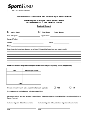 Fillable Online NSTF Project Report form - sportnovascotiaca Fax Email ...