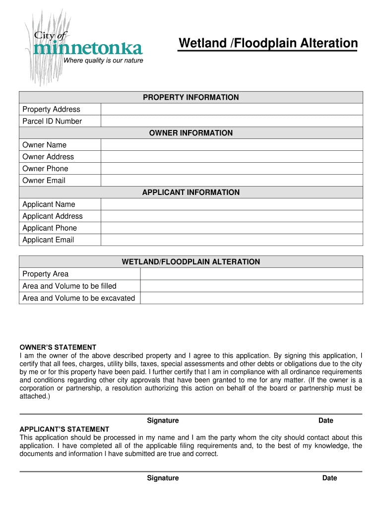 Fillable Online Wetland Floodplain Alteration Fax Email Print - pdfFiller