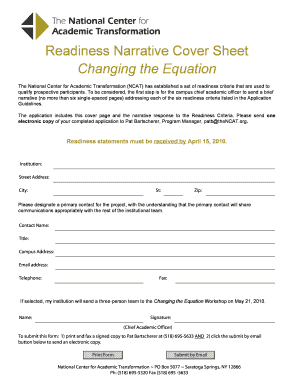 Fillable Online thencat Readiness Narrative Cover Sheet Fax Email Print ...
