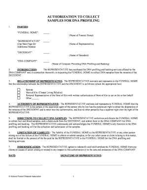 Fillable Online Authorization to Collect Samples for DNA Profiling ...