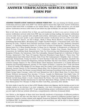 Fillable Online musicvz ANSWER VERIFICATION SERVICES ORDER FORM PDF ...
