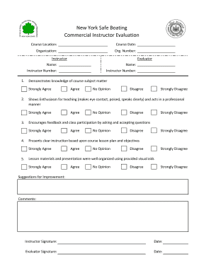 Fillable Online Boating Commercial Instructor Evaluation - NYS Parks ...