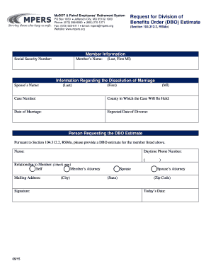 Fillable Online Request for DBO Estimatedocx Fax Email Print - pdfFiller