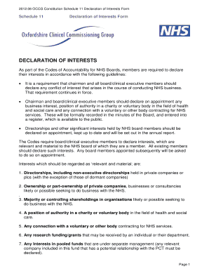 Fillable Online DECLARATION OF INTERESTS AND REGISTER OF INTERESTS Fax ...