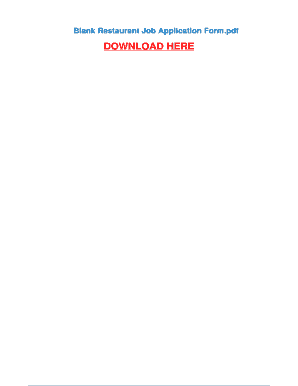 Fillable Online Blank Restaurant Job Application Form ...