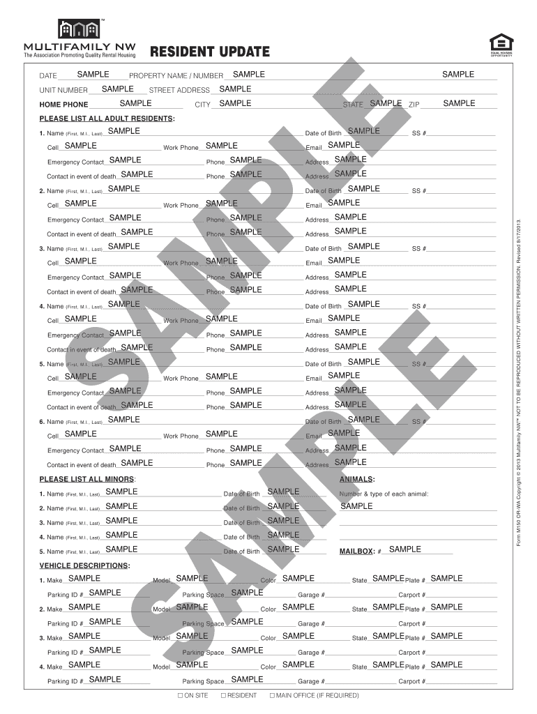 Fillable Online SAMPLE - Multifamily NW Fax Email Print - pdfFiller