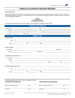 Fillable Online VEHICLE and DRIVER S RECORD REQUEST - Dealertrack Fax ...