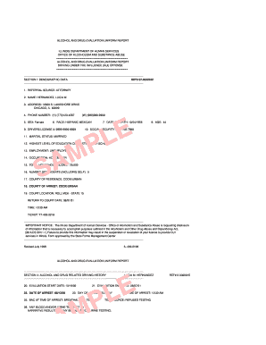 Fillable Online ALCOHOL AND DRUG EVALUATION UNIFORM REPORT Fax Email ...