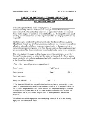 Fillable Online rakhoi PARENTAL FIREARM AUTHORIZATION FORM CONSENT OF ...