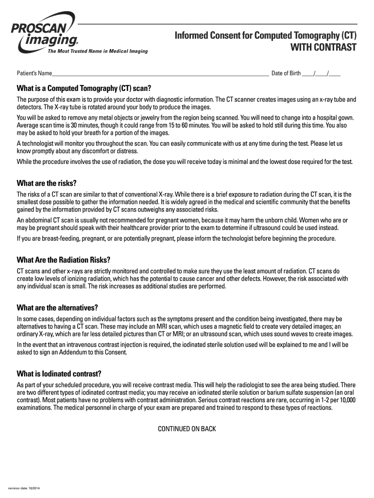 Fillable Online Informed Consent for Computed Tomography CT WITH Fax ...