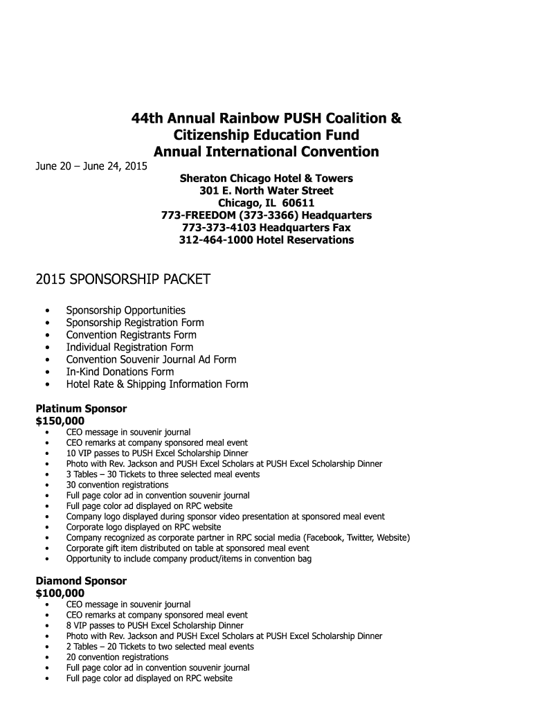Fillable Online rainbow 3cdn 44th Annual Rainbow PUSH Coalition amp ...